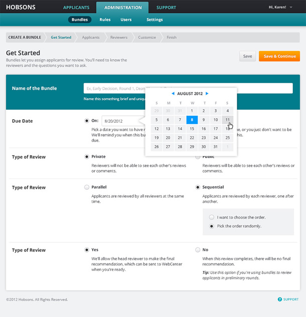 Hobsons ApplyYourself Application Review Tool | Viget